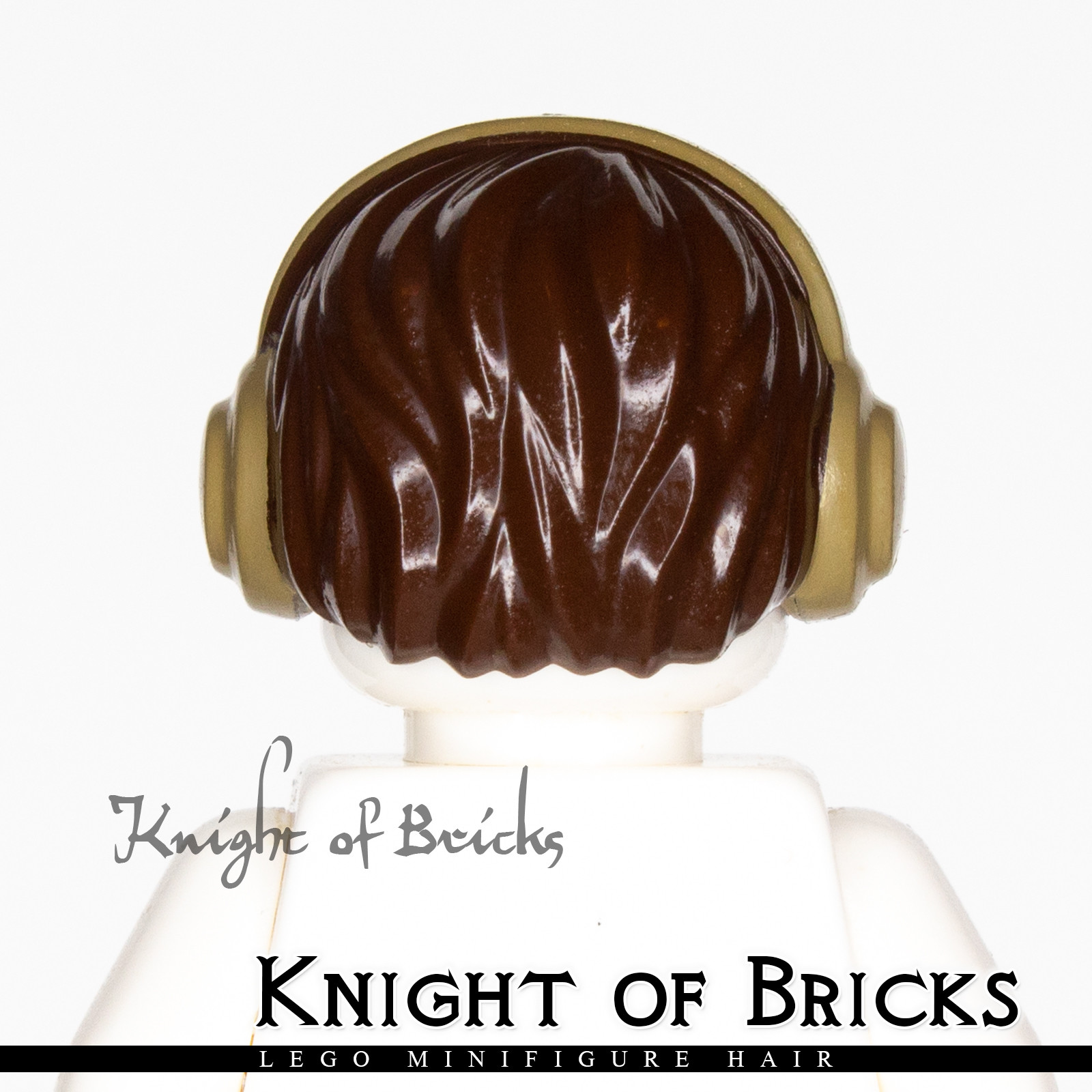 LEGO Minifigure Hair DARK BROWN Short Tousled w DARK TAN Earmuffs ...