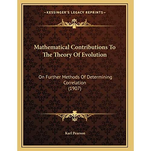 Mathematical Contributions to the Theory of Evolution: - Paperback NEW ...