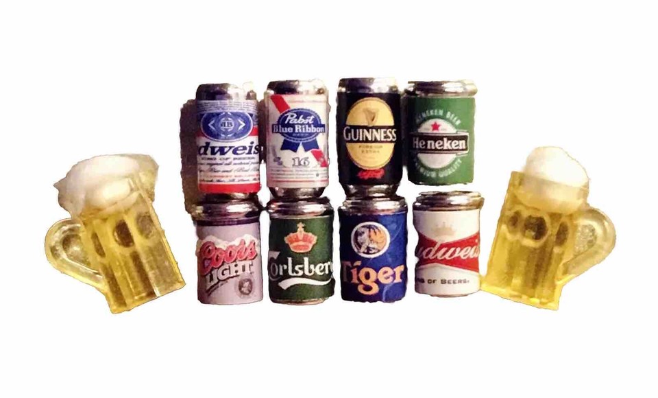 Barbi Dollhouse Miniature Drinks Beer Alcohol Liquor Bottle Whiskey Lot ...