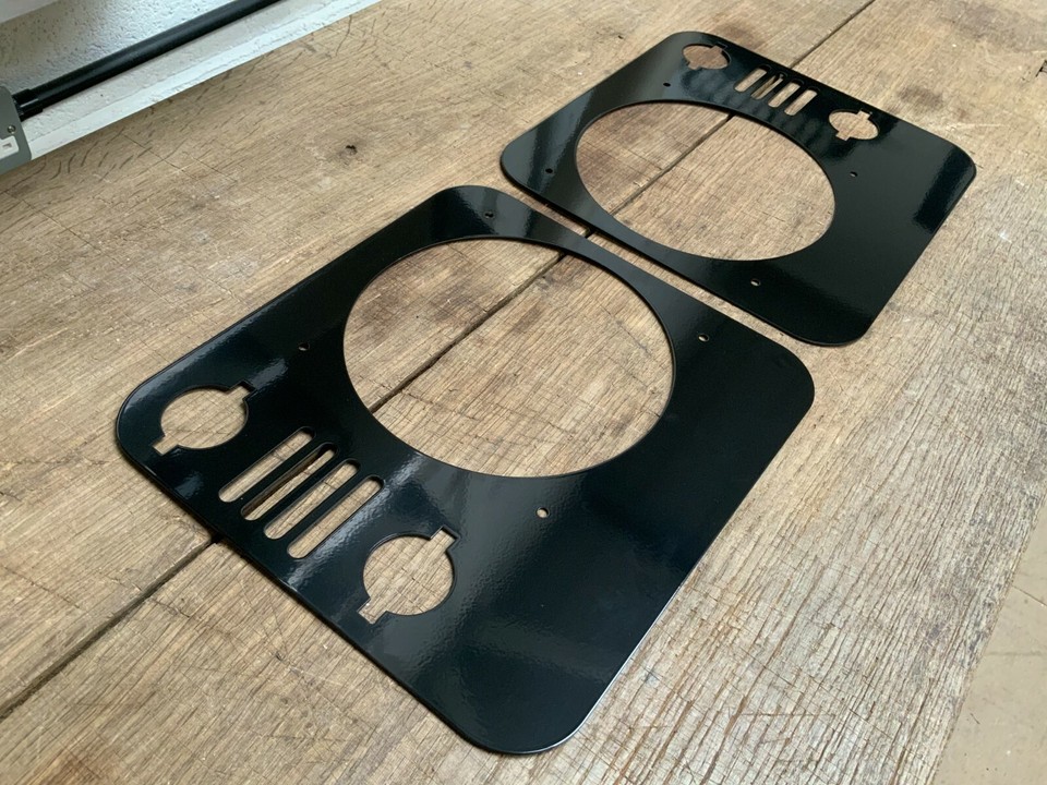 Black Front Head Light Surrounds Pair Fits Land Rover Defender 90 110 ...