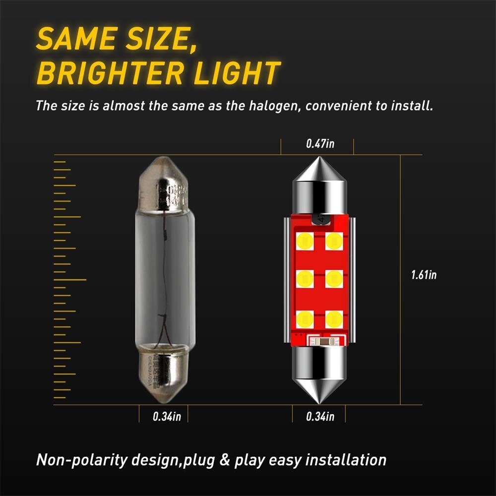 4X AUXITO 41mm Festoon 6SMD LED Interior Plate Light Bulb 578 211-2 ...