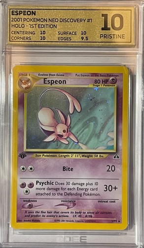 Espeon Pokemon 2001 1st Edition holo Neo Discovery wotc 1/75 OCE ...