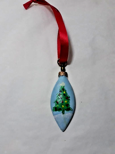 Handmade Hand Painted Christmas Tree Ornament Light Bulb Shaped | eBay UK