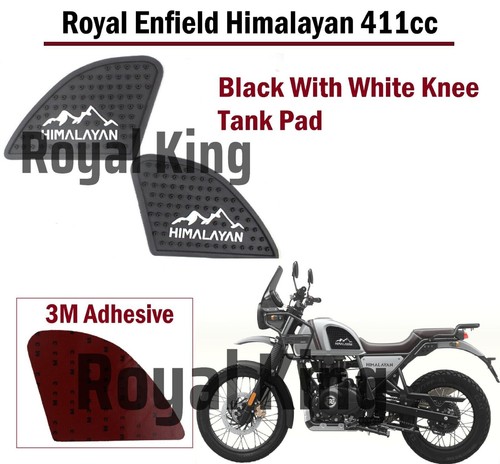 Rubber "Black & White knee Tank Pad" Fit for Royal Enfield Himalayan ...