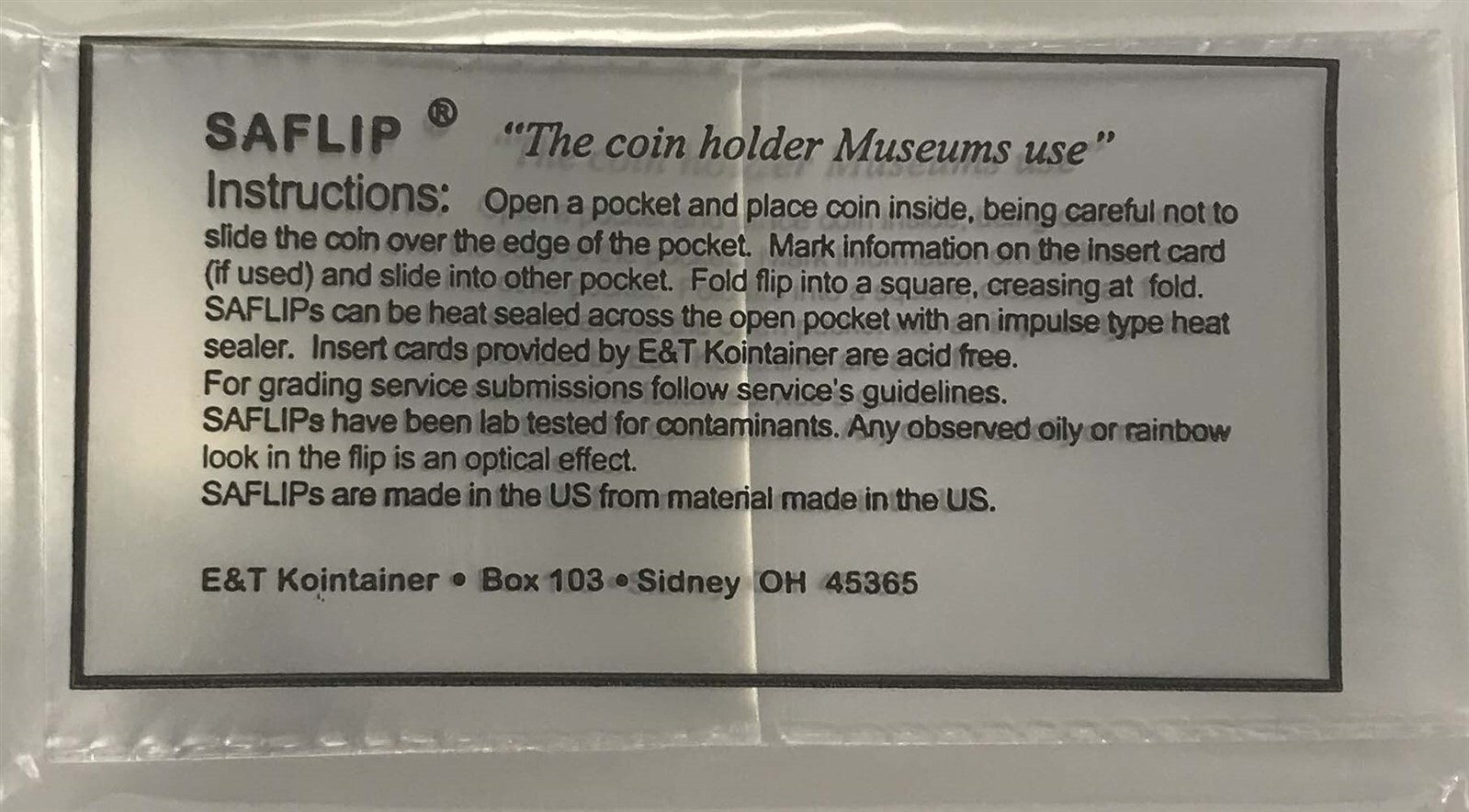 2.5x2.5 Saflips Coin Flips Double Clear Pockets 50 Archival Holders ...