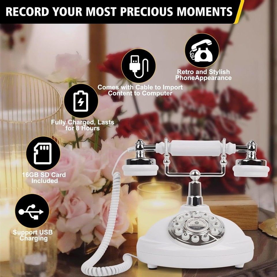 Audio Guest Book Wedding Phone for Parties, Vintage Style Audio ...