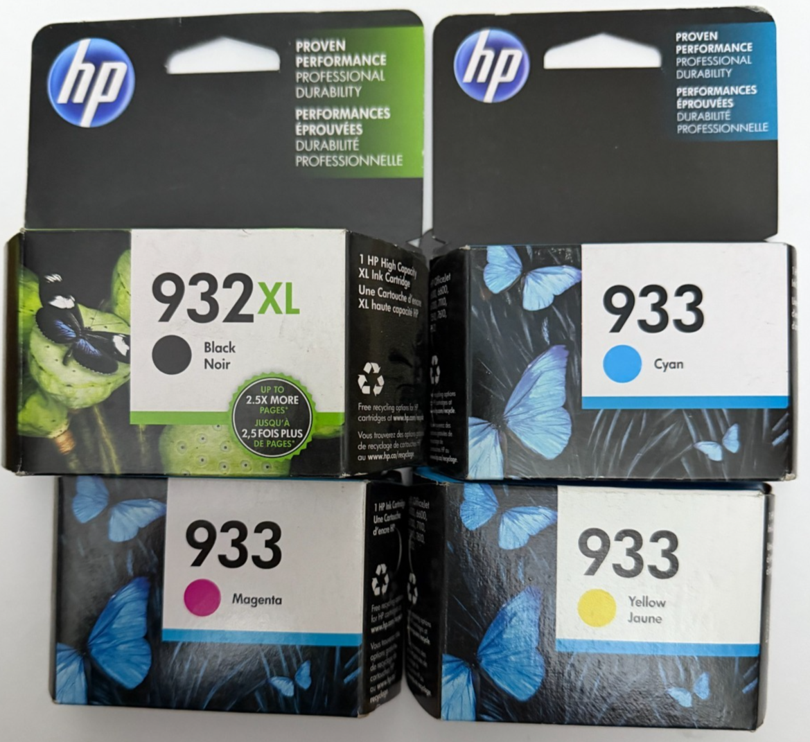 Genuine HP 932XL Black 933 Cyan Magenta Yellow Ink Cartridge N9H62FN ...