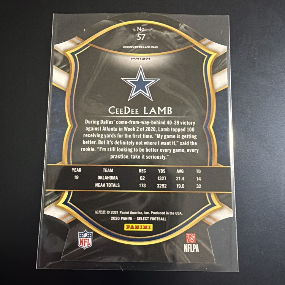 2020 CEEDEE LAMB Panini Select Neon Green Prizm Die-Cut RC Rookie #57 ...