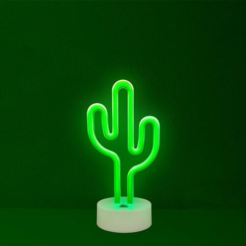 Low Energy Neon Cactus Light with Desk Stand Base - Premium Green ...