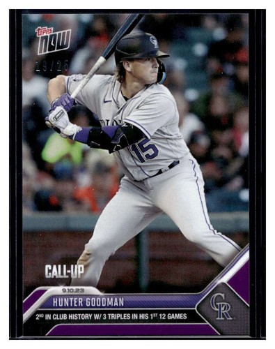2023 Topps Now #847 Hunter Goodman Purple Parallel Card #d /25 Call-Up ...