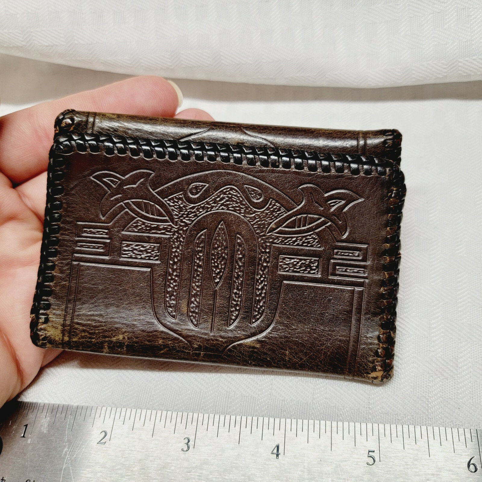 Hand Tooled Stamped Leather Trifold Wallet Floral SD … - Gem