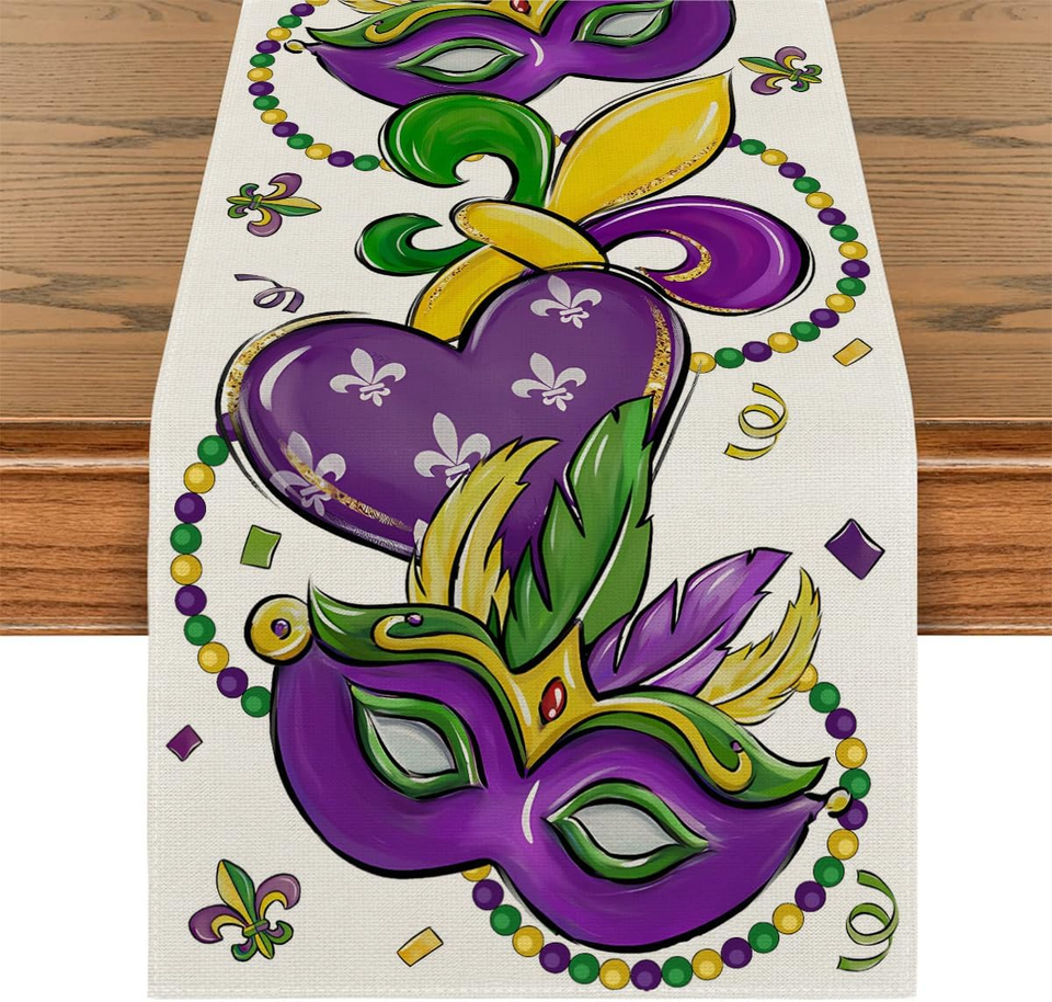 Mardi Gras Table Runner New Orleans Brazi Carnival Table Cover Fat ...