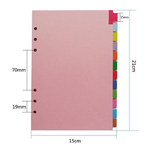 A5 Size 6-Ring Paper Index Divider Category Page Tab Indexing Cards ...