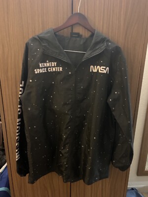 NASA Kennedy Space Center Windbreaker Mens Size L Astronaut Hoodie ...
