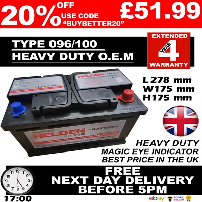 New Genuine OEM Heavy Duty Car Battery - Type 096 100 4 YEAR GUARANTEE ...
