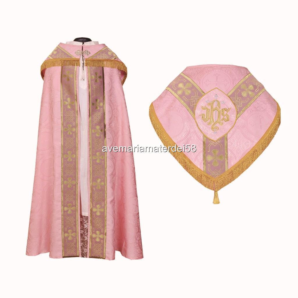 Rose Cope Vestment Satin Lined Purple/Gold Orphrey Traditional Catholic ...