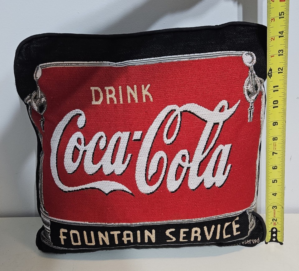 Coca-Cola Fountain Service Throw Pillow 16" Decrative Couch Drink Coke ...