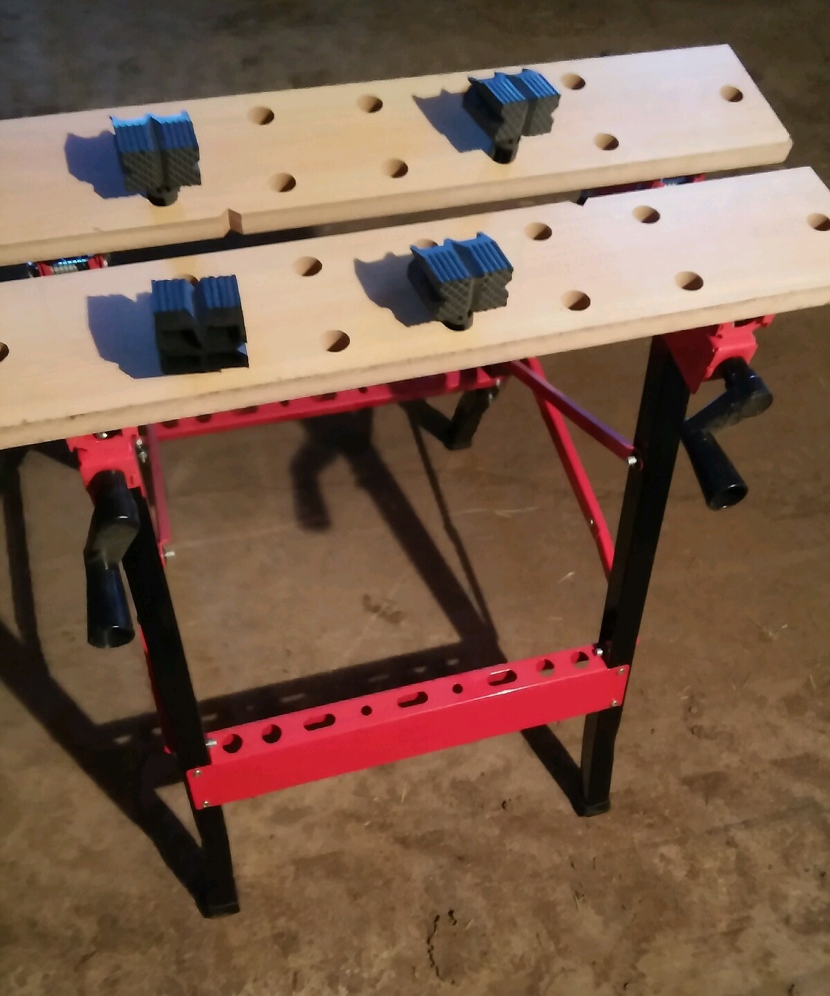 009 Folding Portable Work Stand Bench Red Saw Horse Clamp Vise | eBay