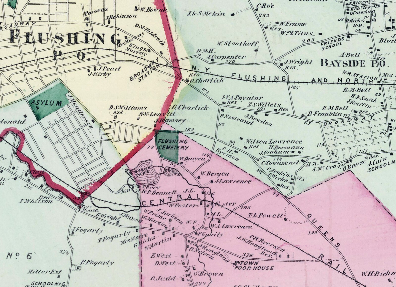 1873 Map of Flushing Queens County New York | eBay.de