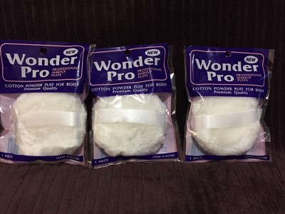 Lot 3 Wonder Pro Powder Puff For Body With Ribbon Handle,3.5", Brand ...