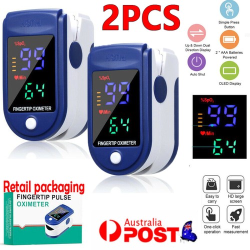 2X Professional Finger Pulse Oximeter Blood Oxygen Saturation Monitor ...