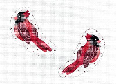 Male CARDINAL Bird 2 Sided Ornament handpainted Needlepoint Canvas by ...