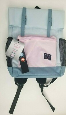 IVORY ELLA rollover backpack 16”--Light Pastel blue & pink “Magenta ...