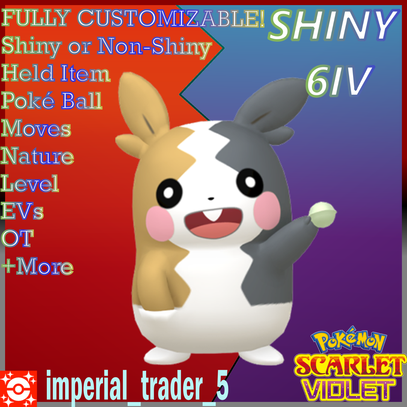 Pokémon Scarlet and Violet SHINY Morpeko W/ Best 6IV + Customizable | eBay