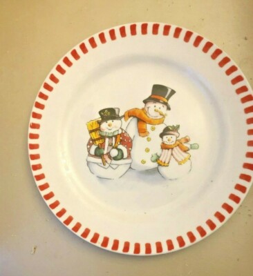 Trisa Dinner Plate 10” 3 Snowmen Pattern Stoneware | eBay