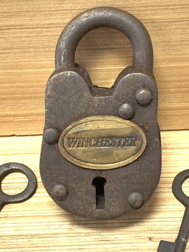 Winchester Cast Iron Gate Lock Padlock Working Keys & Antique Man Cave ...