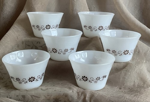 Set of 6 Vintage Termocrisa Dynaware Custard Cups Milk Glass Brown ...