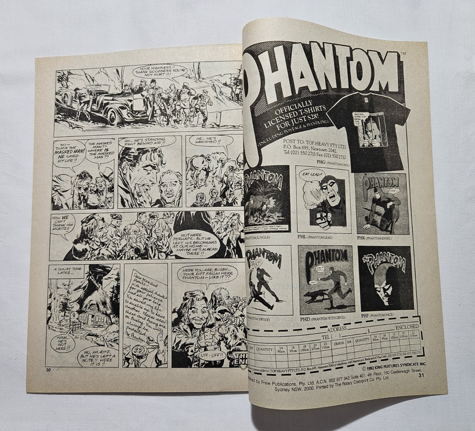 Australian Frew Phantom Comic No 1027 VF to NM Published 1992 Bagged ...