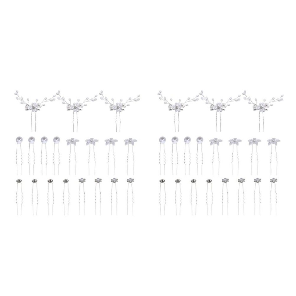 23 Pcs Flower Hair Accessories Pearl Pins U Shape Wedding Clips for ...