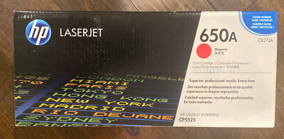 Genuine HP 650A Magenta CE273A Toner Print Cartridge New Sealed Box ...