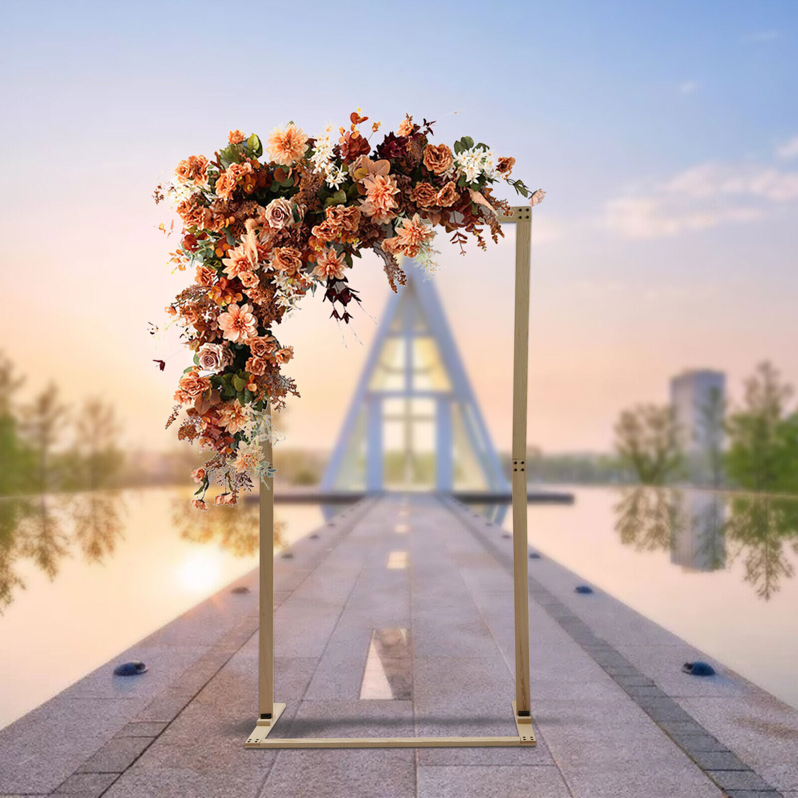 7FT Square Wedding Arch Wooden Backdrop Stand Wedding Ceremony Arch ...