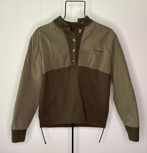 Chene Gear Hunting Waxed Canvas Wool Sweater Pullover Green Sz Small S ...