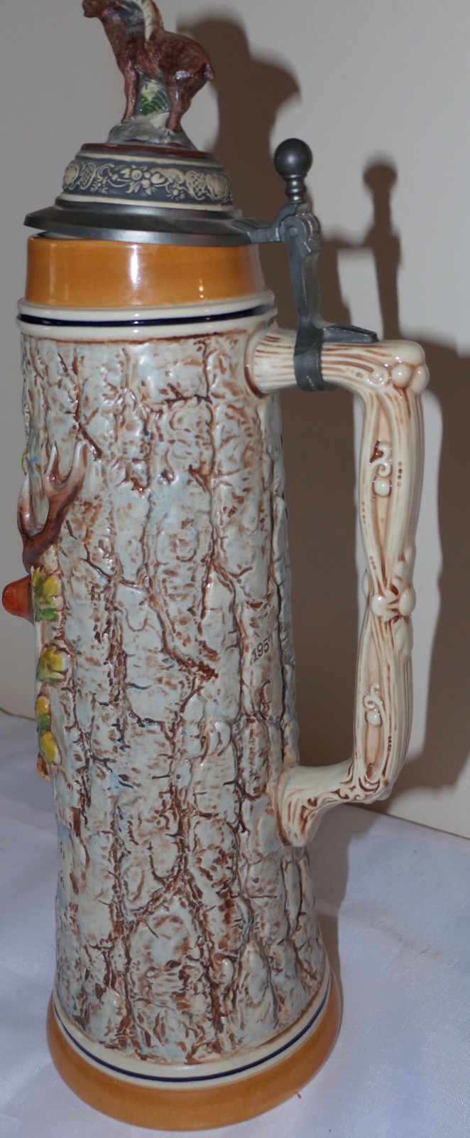 GERZ GERMANY HANDGEMALT LARGE LIDDED STEIN STAG MOUNTAIN GOAT 1957 | eBay