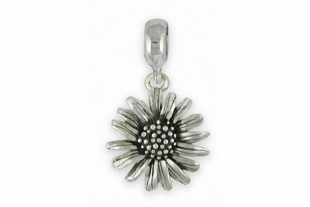 Daisy Charm Slide Jewelry Sterling Silver Handmade Flower Charm Slide ...