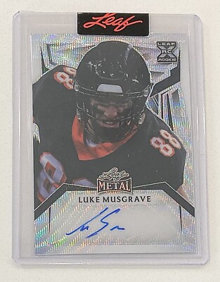 2023 Luke Musgrave Leaf Metal Football Auto Pre-Production Signed Proof ...