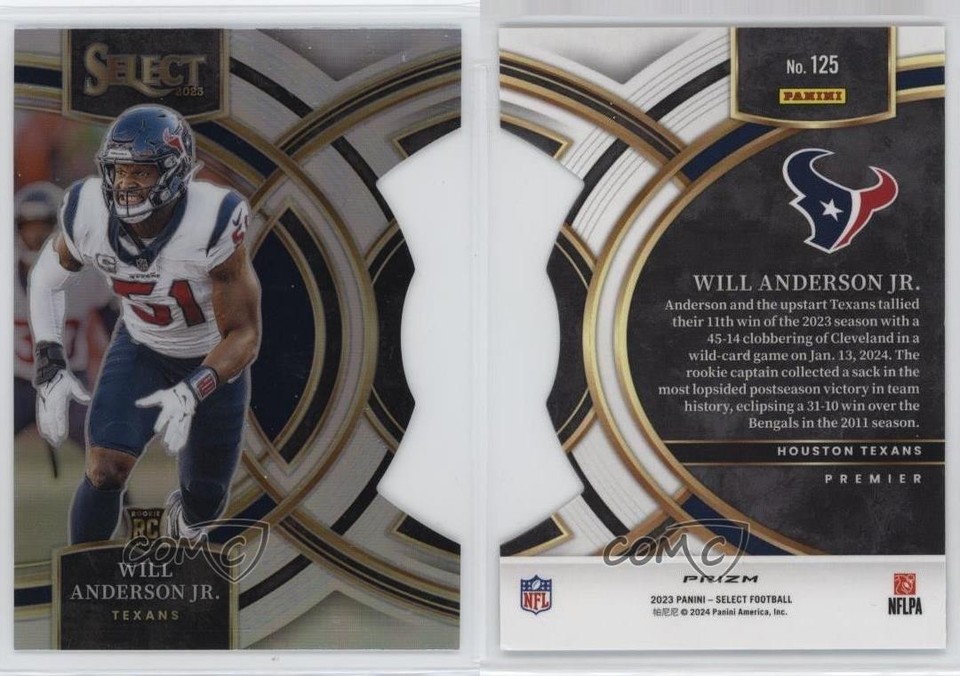 2023 Panini Select Premier Level Silver Prizm Die-Cut Will Anderson Jr ...