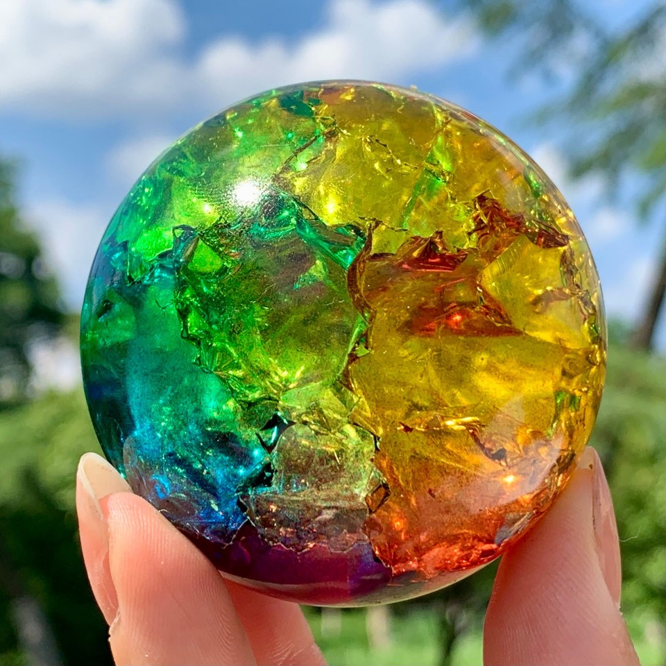 310G Natural Titanium Rainbow Quartz sphere Crystal ball Healing | eBay