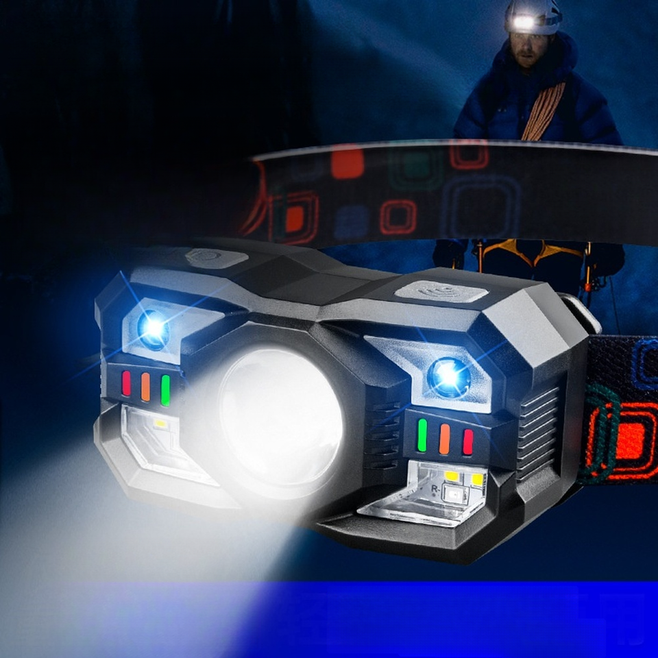 Motion Sensor LED Headlamp XTE Strong Light 6-LED Combination 4 White 2 ...