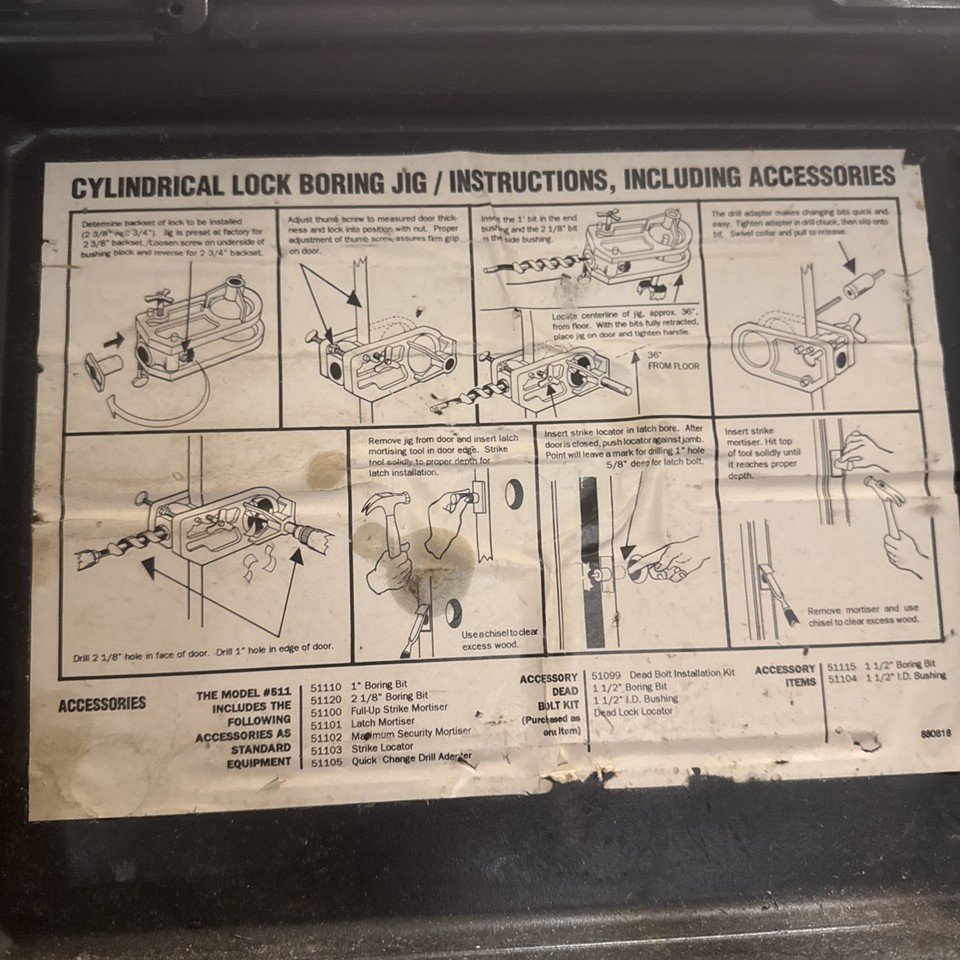 Porter Cable Cylindrical Lock Boring Jig Including Accessories Model ...
