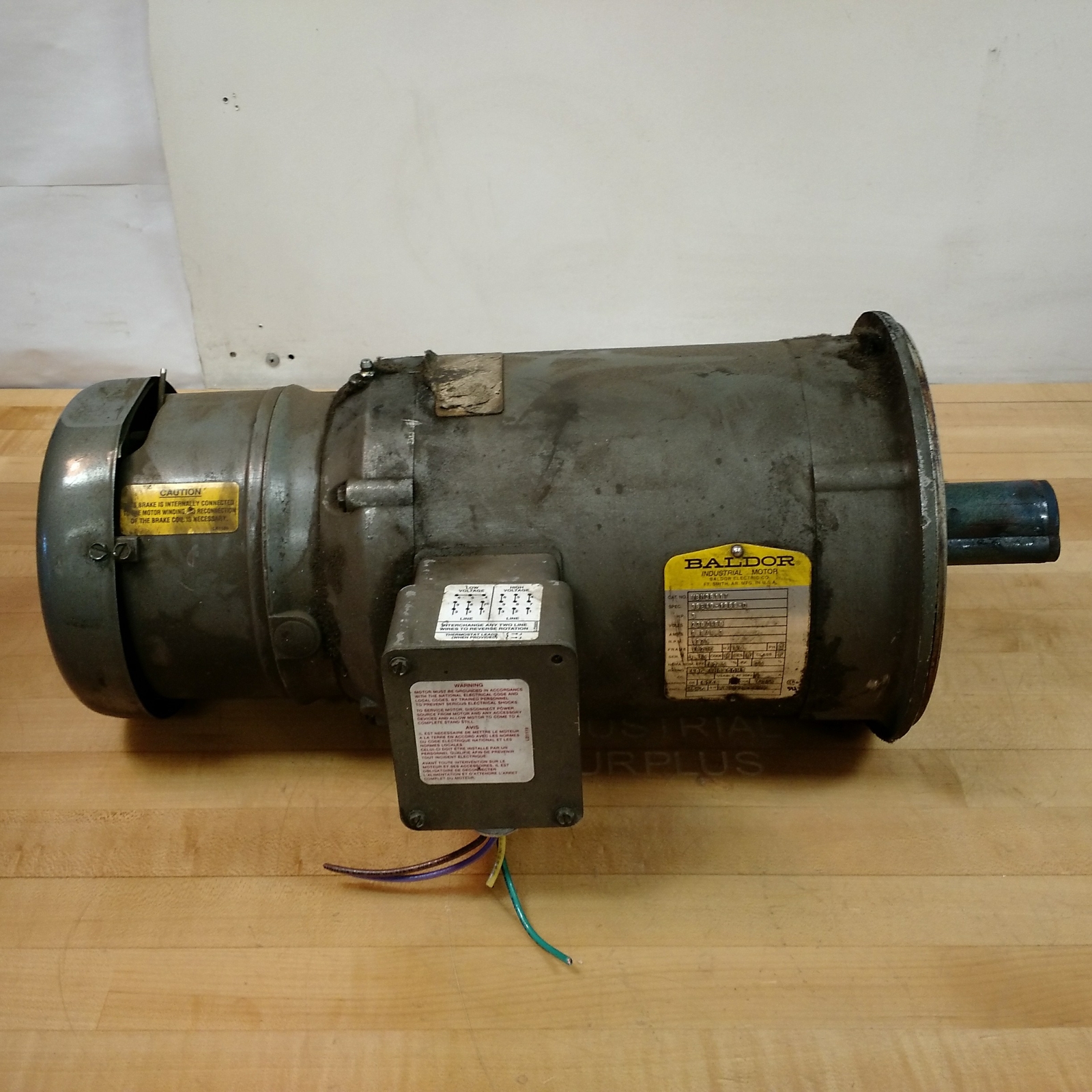 Baldor VBM3611T, Spec# 36E49-1868-D Motor w/ Brake, 3 HP, 1725 RPM ...