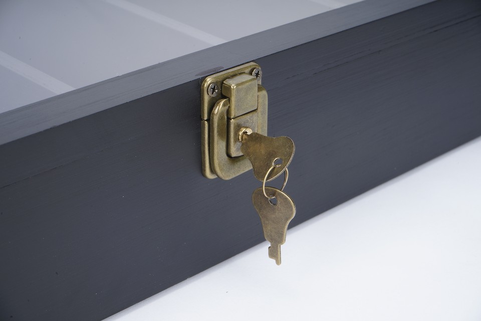 Black Shot Glass Display Case with Lockable Door Shadow Box Bar Cabinet ...