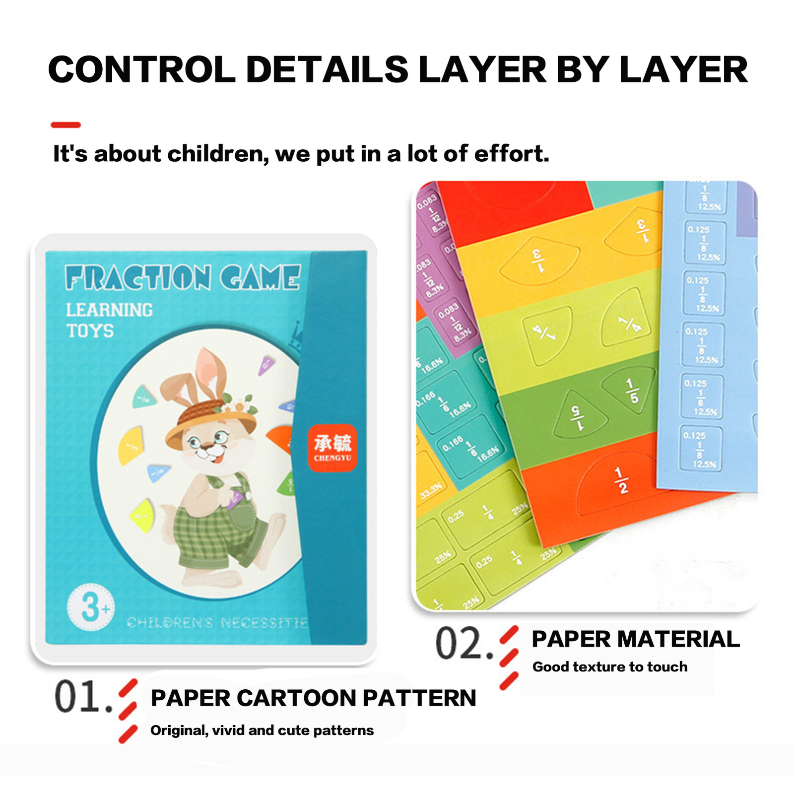 Kid Magnetic Fraction Learning Math Toys Wooden Fraction Book Set ...