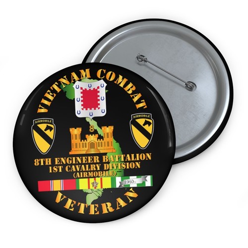 Pin Buttons - Vietnam Combat Cavalry Veteran w 8th Engineer Bn - 1st ...