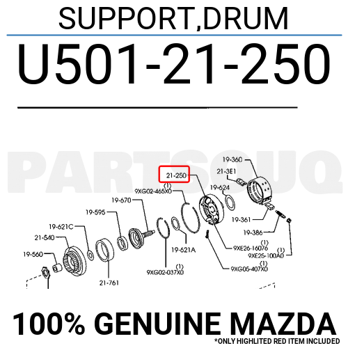 U50121250 Genuine Mazda SUPPORT,DRUM U501-21-250 | eBay
