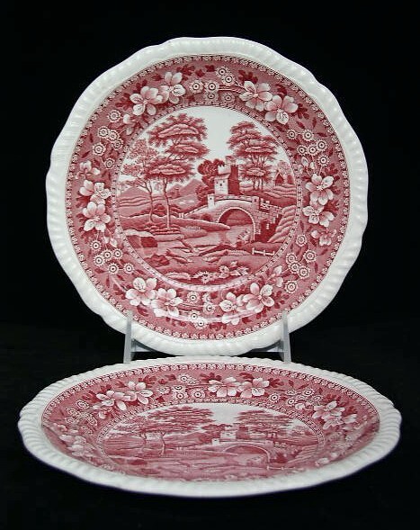 Spode Tower Pink Group of 2 Salad Plates Old Backstamp | eBay