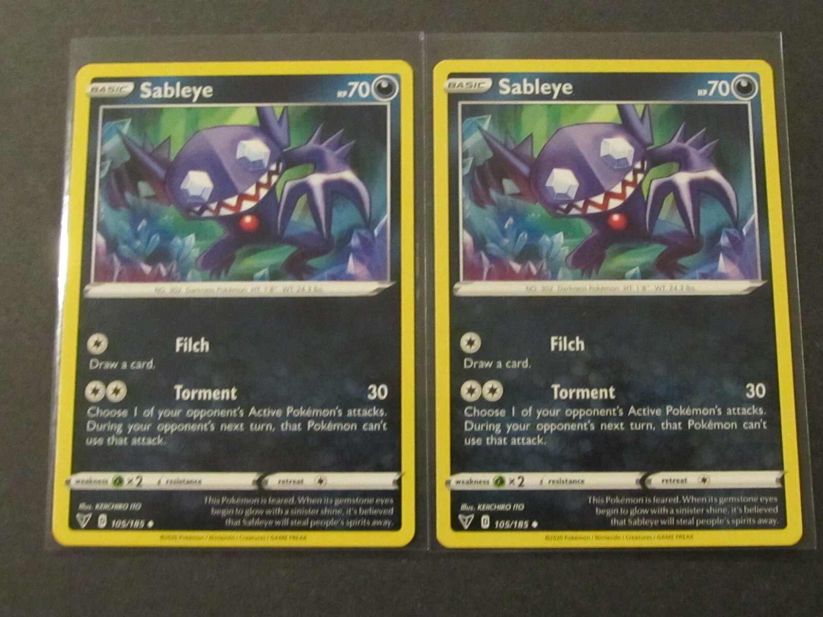 2 POKEMON CARDS TCG/SABLEYE/105/185/UNCOMMON/2020/COLLECTIBLE | eBay